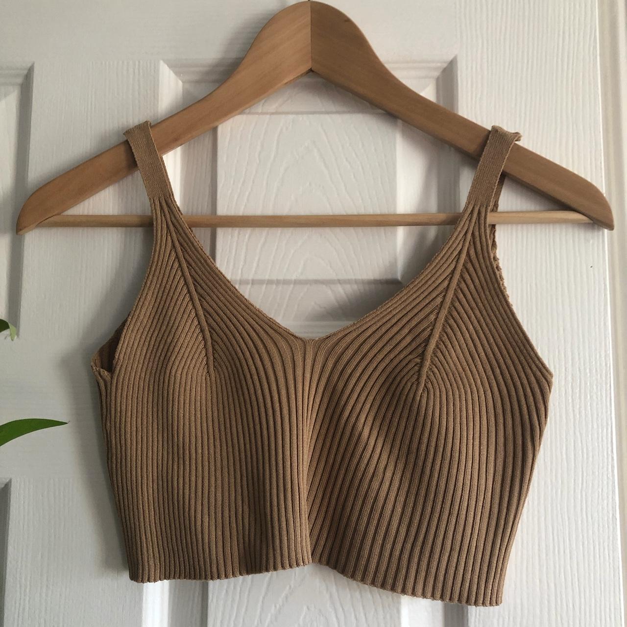 FREE SHIPPING! Brown knit crop cami size... - Depop