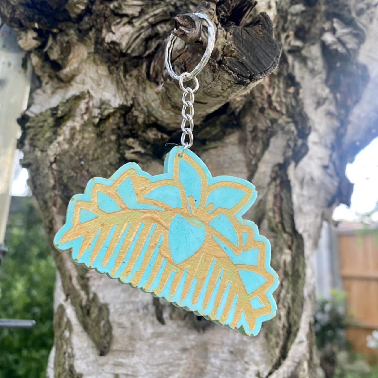 Handmade princess Mulan hair comb brush keyring blue... - Depop