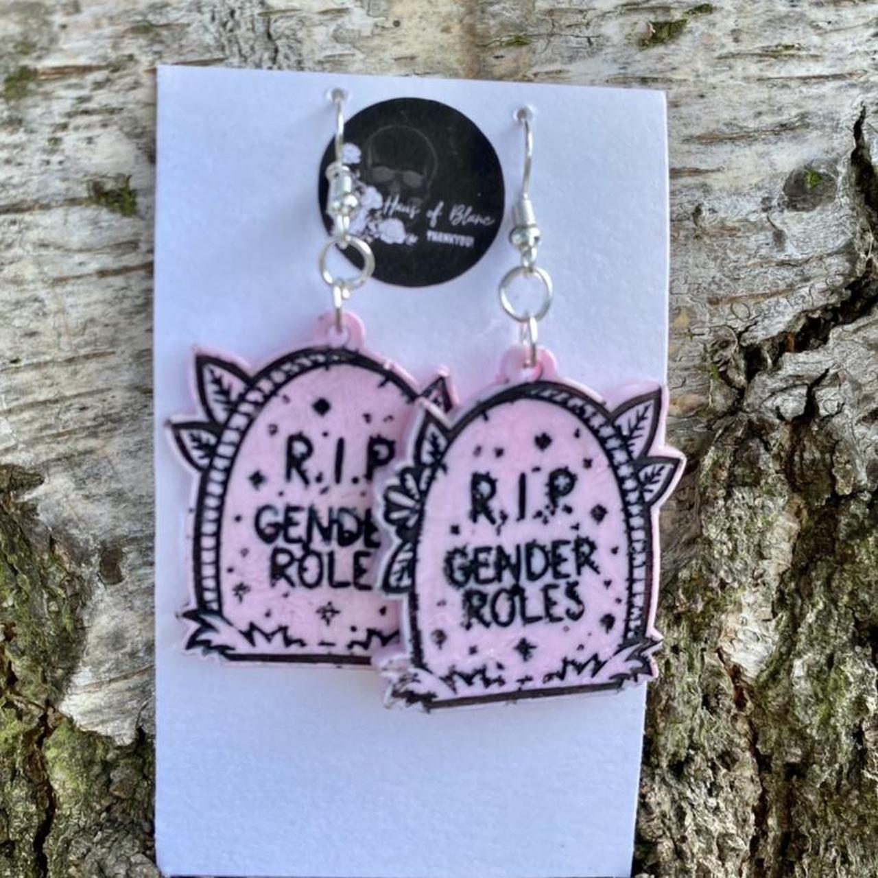 Handmade pastel pink rip gender roles tomb grave... - Depop