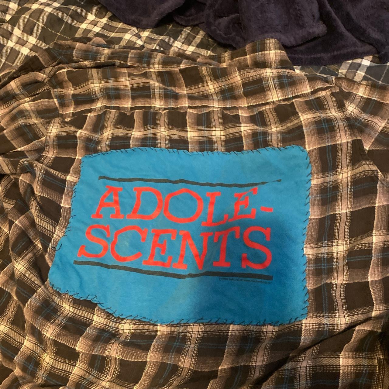 Large flannel with Adolescents patch on back! #punk... | Depop