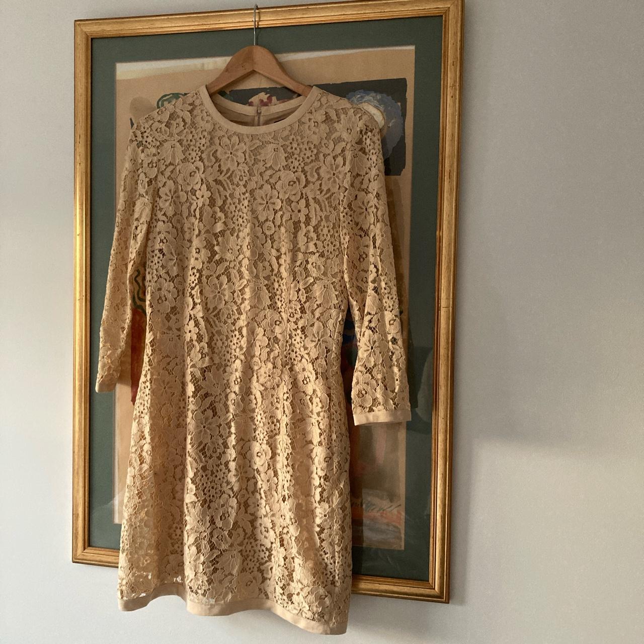 Designer JOSEPH cream flower lace long sleeved... - Depop