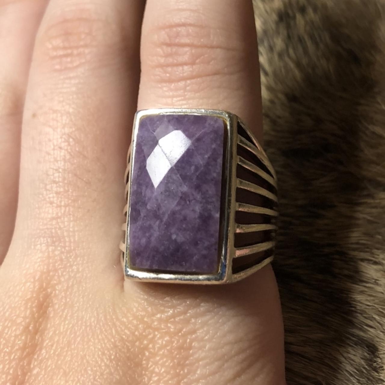Really nice sterling silver faceted charoite ring.... - Depop