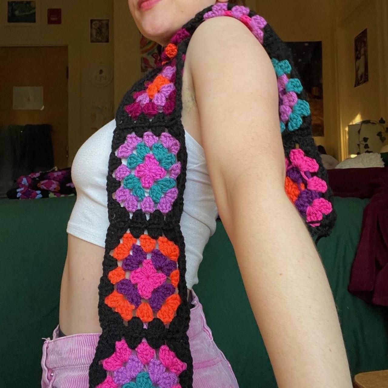 Granny square scarf!!! 🧣 🧶 handmade with cotton and... - Depop