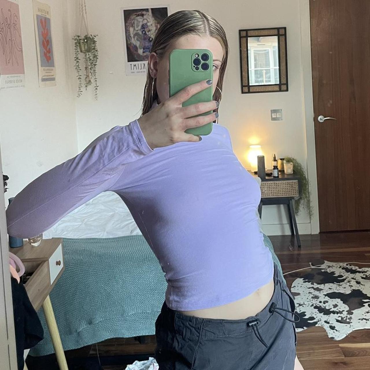 Monki Purple lilac long sleeved top Size xxs. Fits a... - Depop