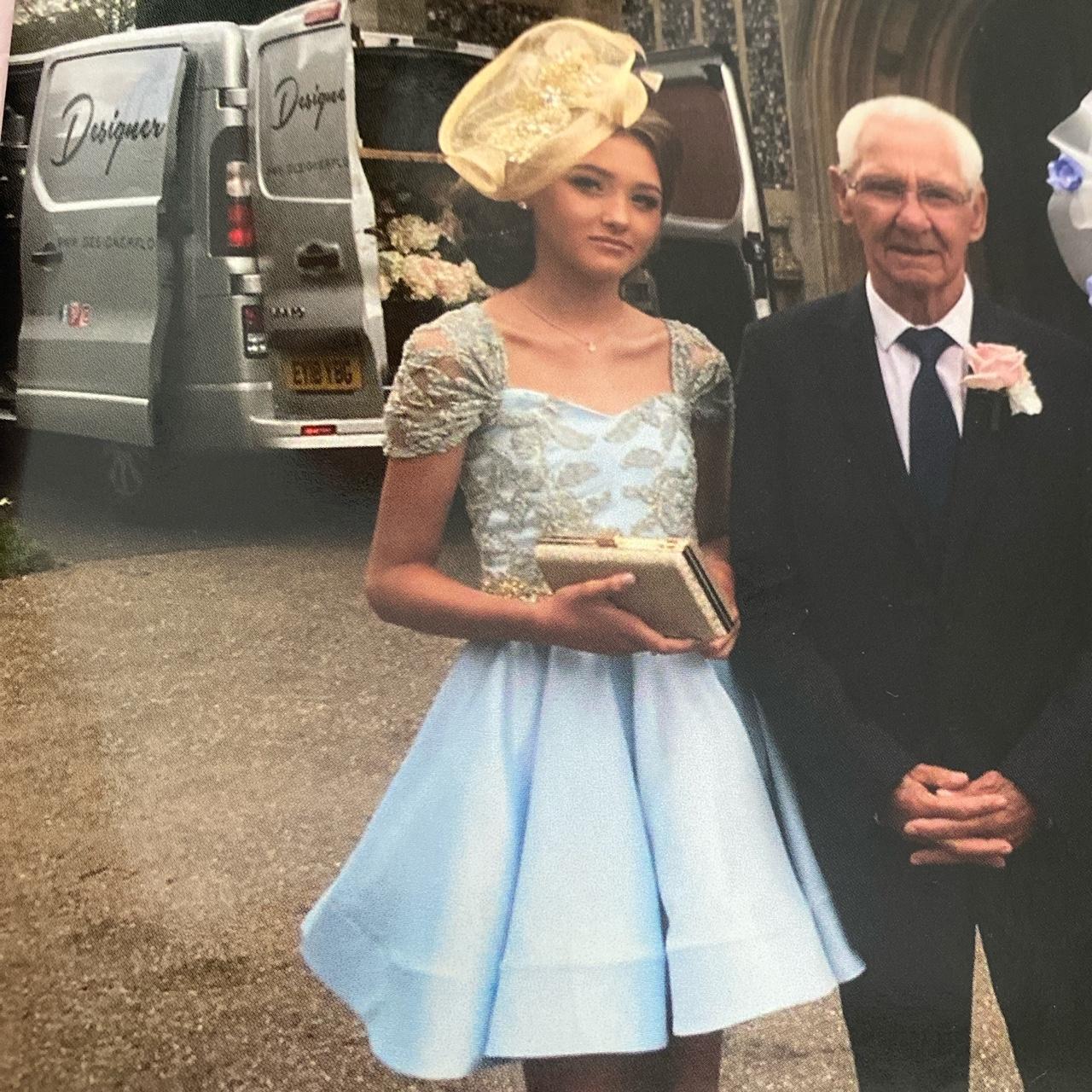 Blue and gold mark melia dress pictures don’t do it... - Depop