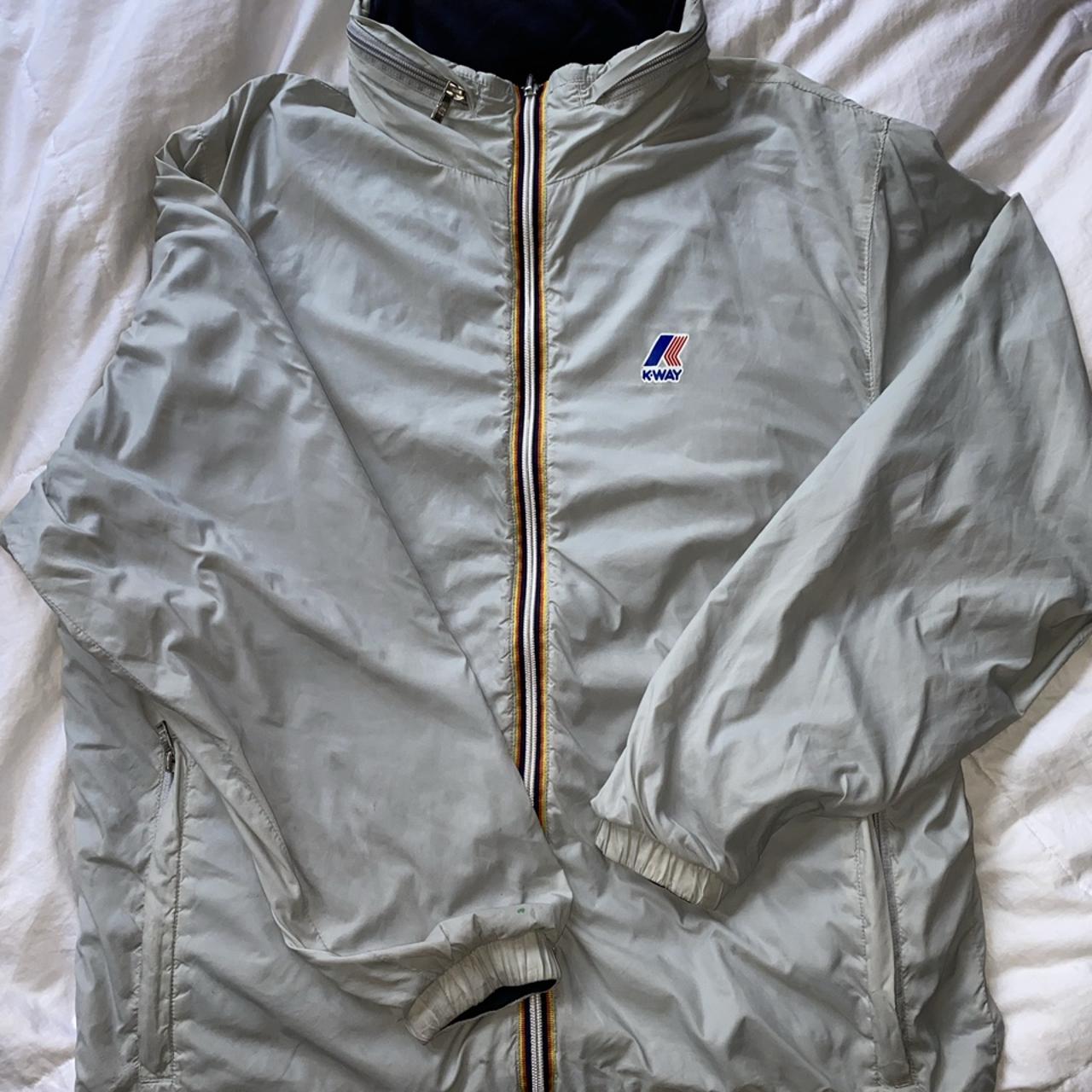 thick K-Way jacket - reversible! Grey on the... - Depop