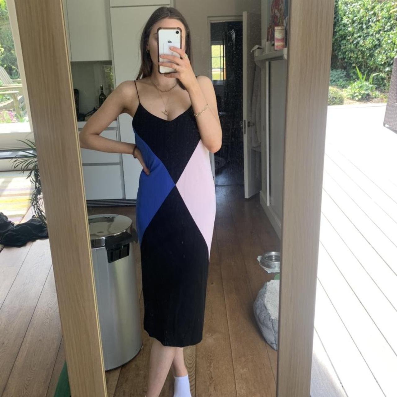 & other stories midi dress with blue and pink... - Depop
