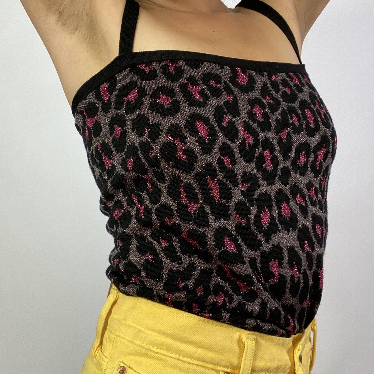 sort of sparkly leopard print top thin sweater-like... - Depop