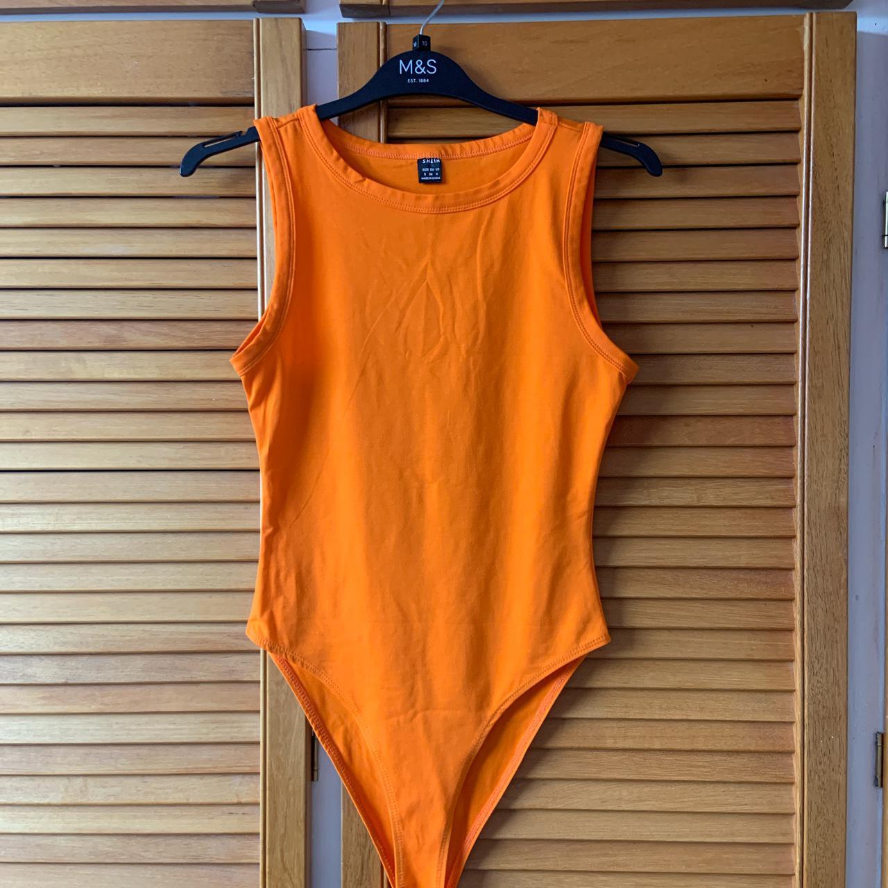 Shein size S orange bodysuit. Bought to wear as... - Depop