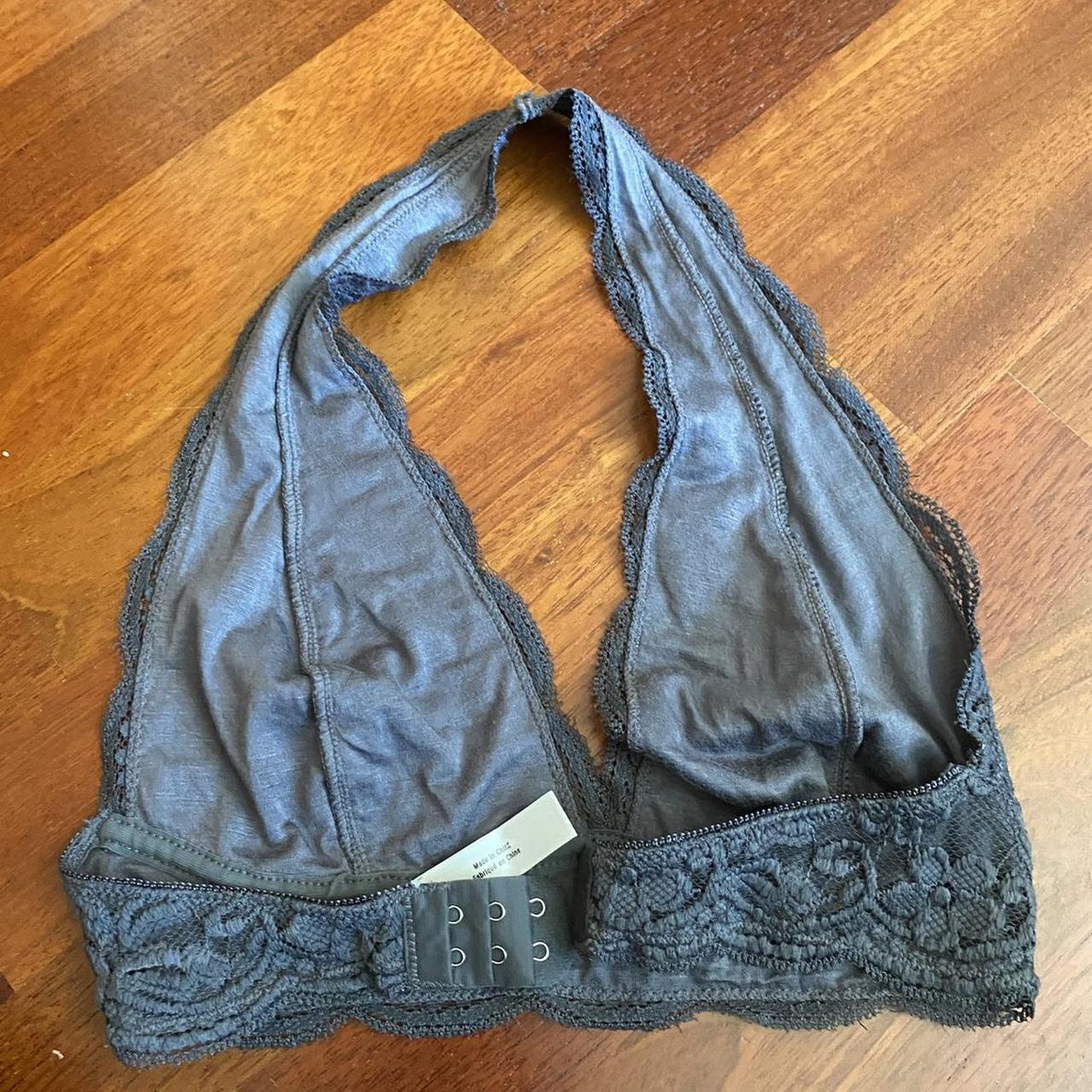 gray lace halter bralette worn a couple of... - Depop