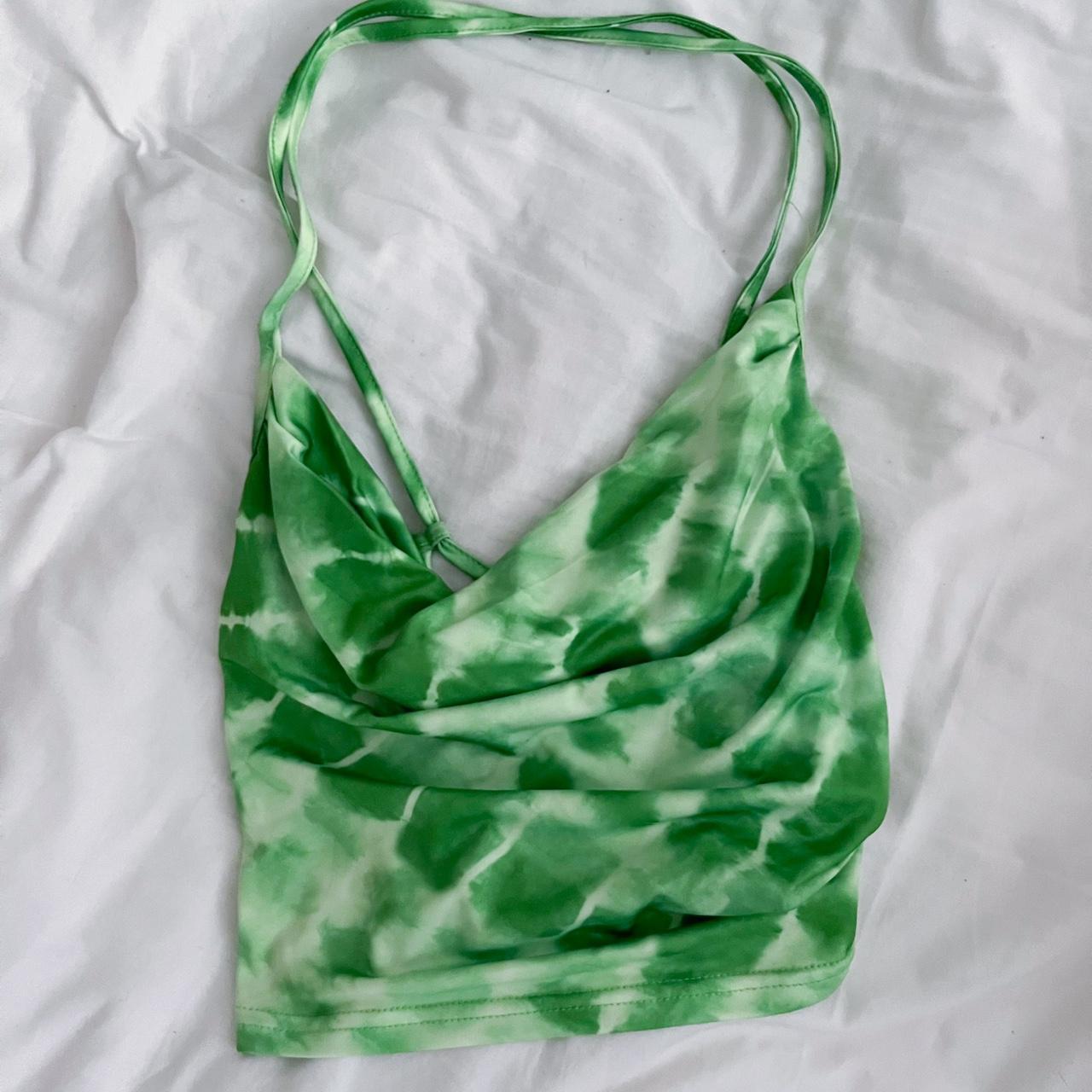 Shein Womens Green And White Crop Top Depop