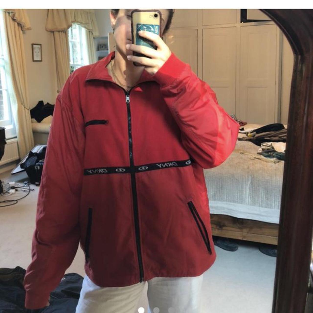 Vintage DKNY red fleece Super comfy Loose fit Men’s... - Depop