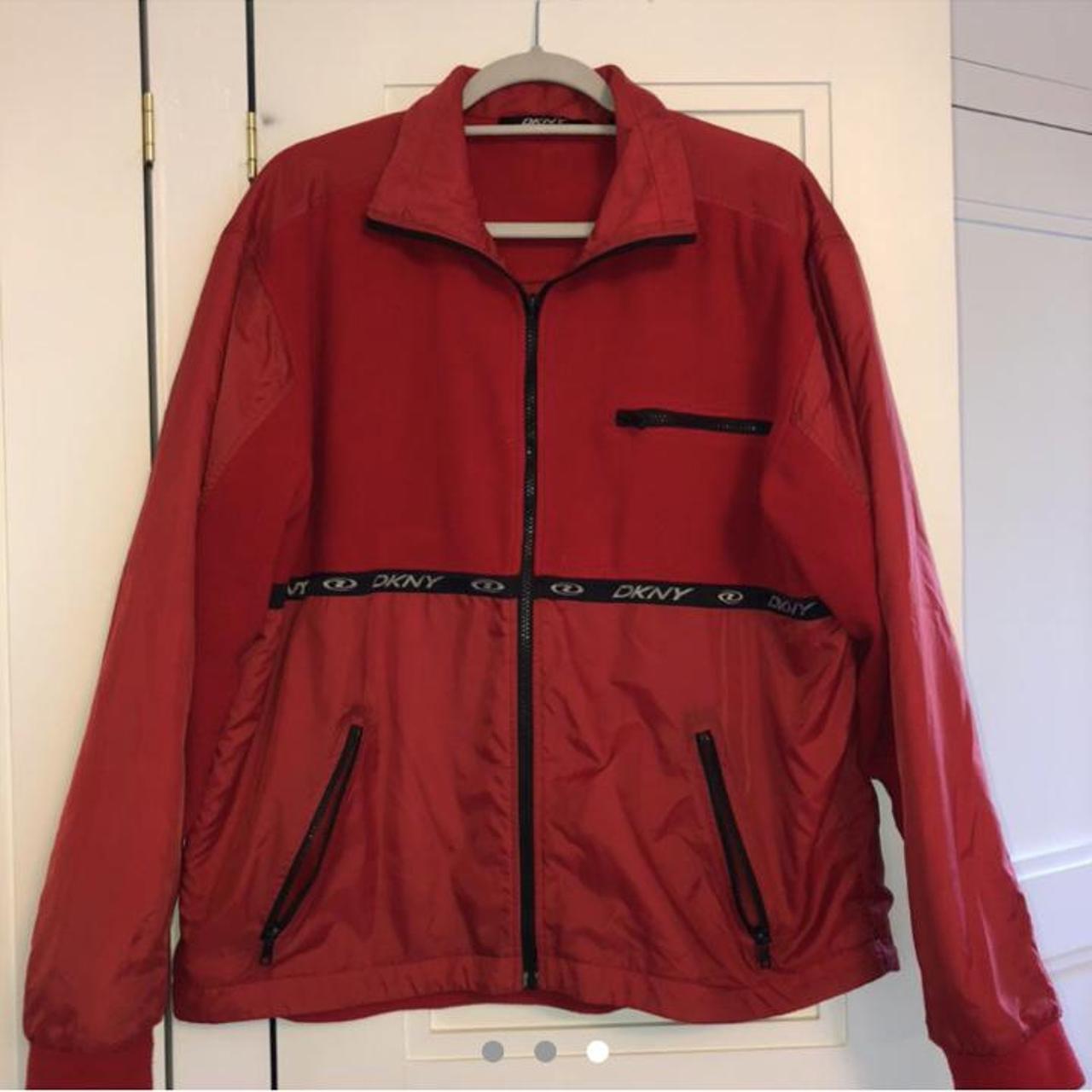 Vintage DKNY red fleece Super comfy Loose fit Men’s... - Depop