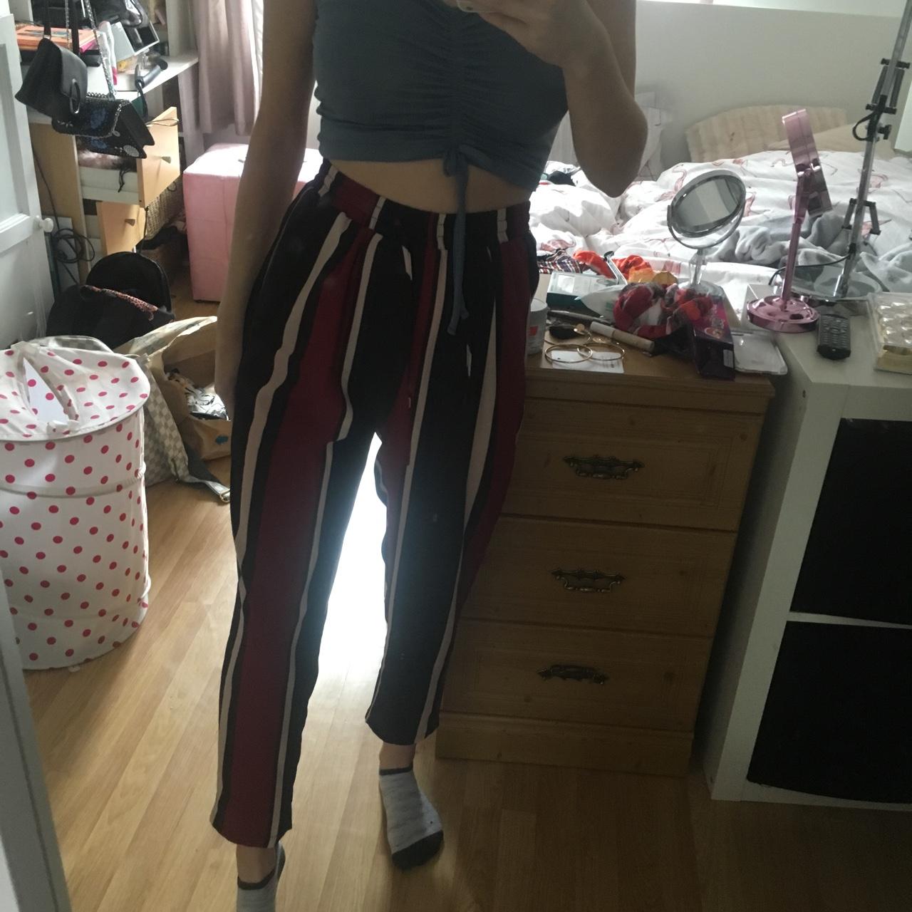 Gorgeous stripe trousers never worn except the pic!!... - Depop