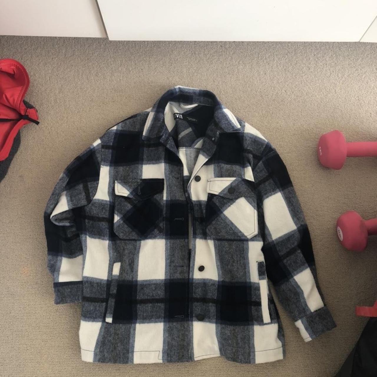 Zara checked shacket jacket overshirt wool blend... - Depop
