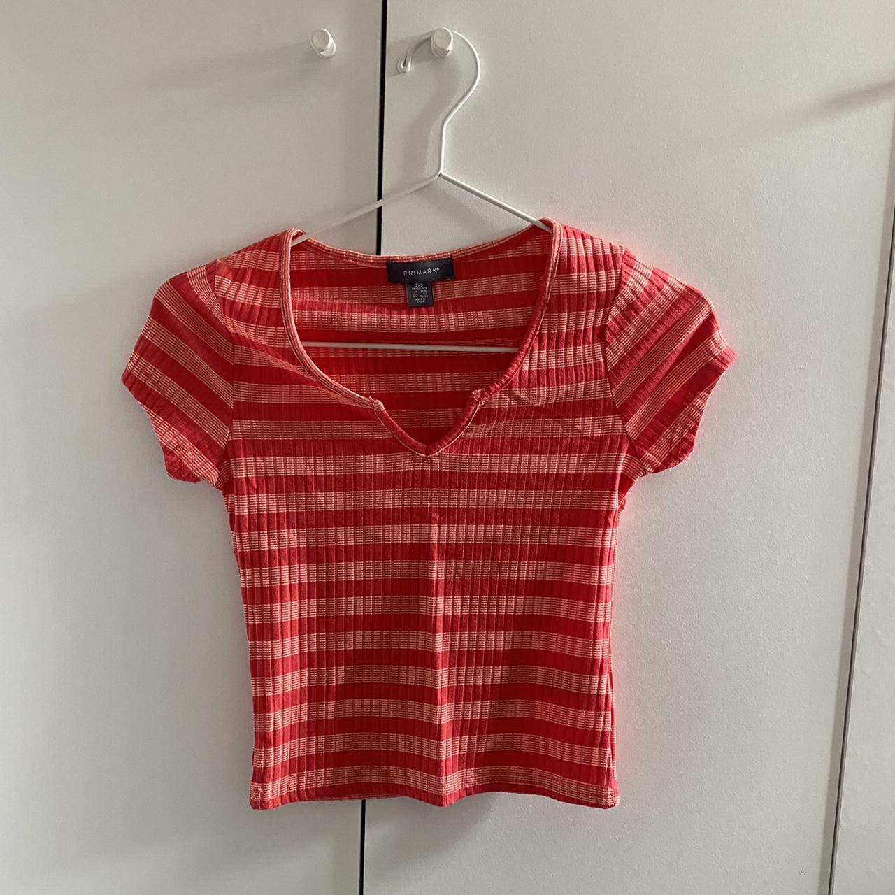Primark striped v neck crop top Size 2XS In perfect... - Depop