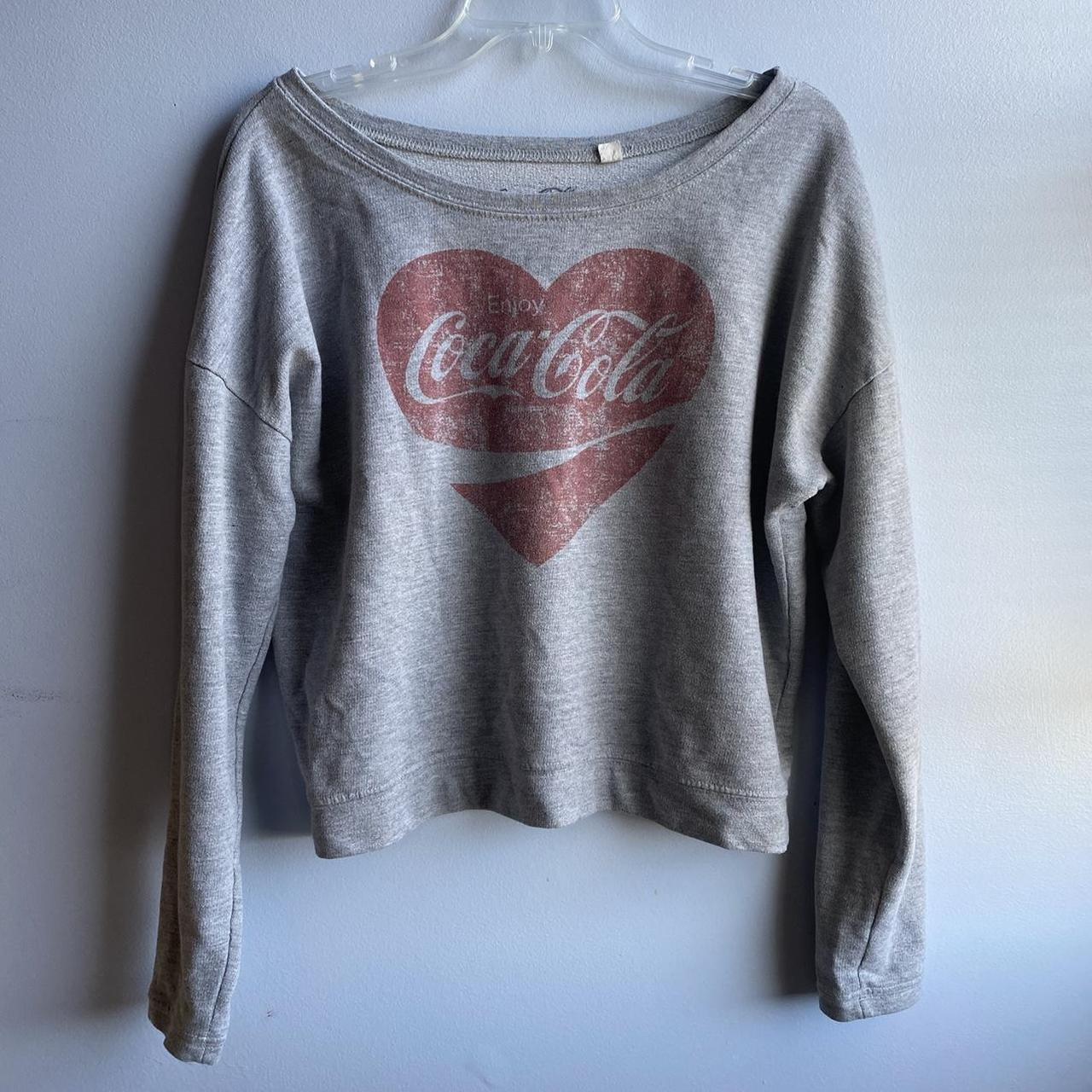 Coca-Cola Women's Red and Grey Sweatshirt | Depop
