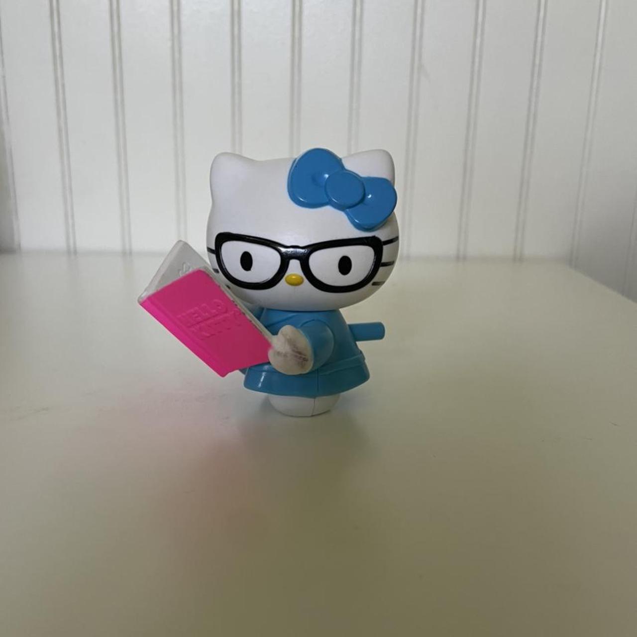 Hello Kitty Reading Book Figurine Black glasses and... - Depop