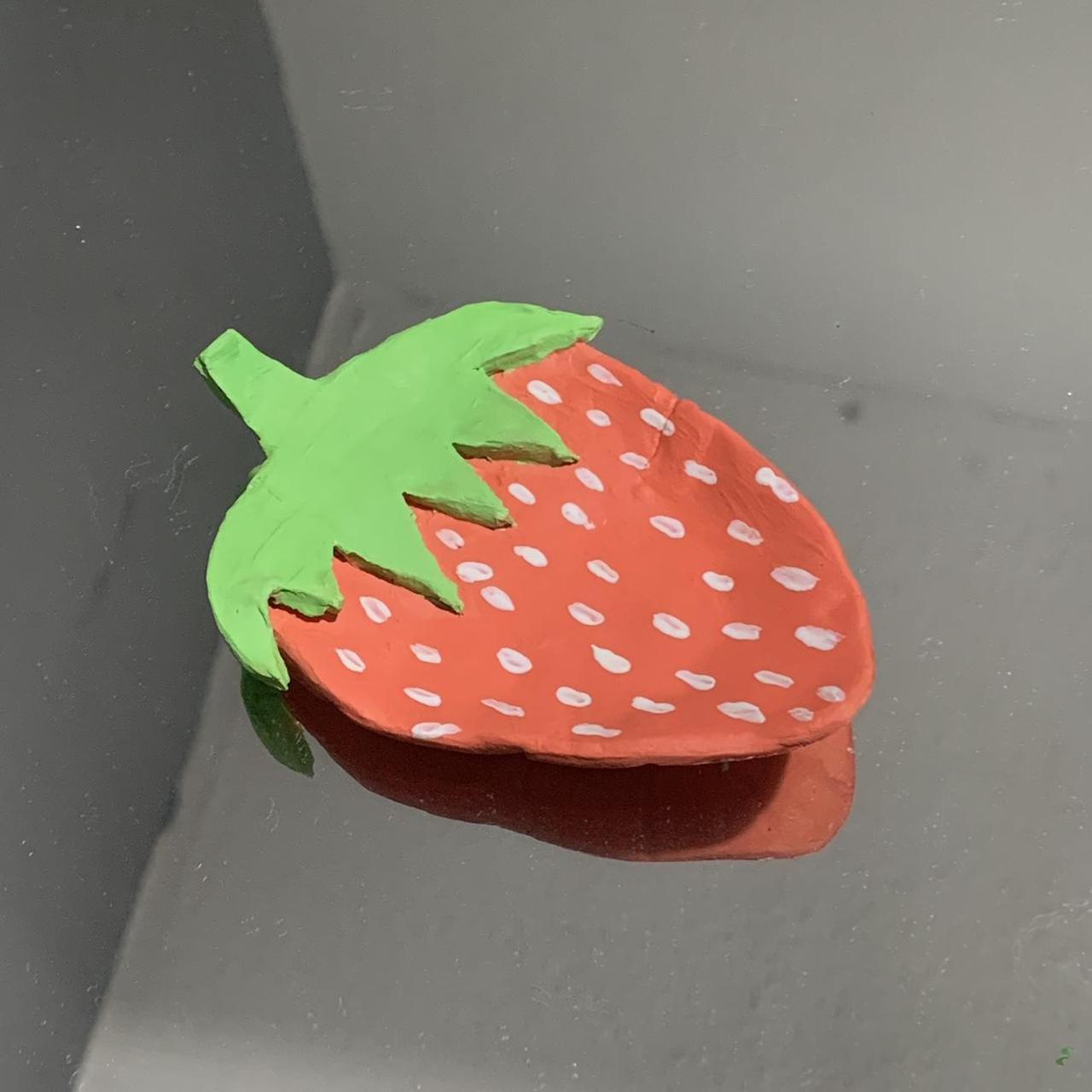 cute pink strawberry clay trinket dish💞💞 - with... - Depop