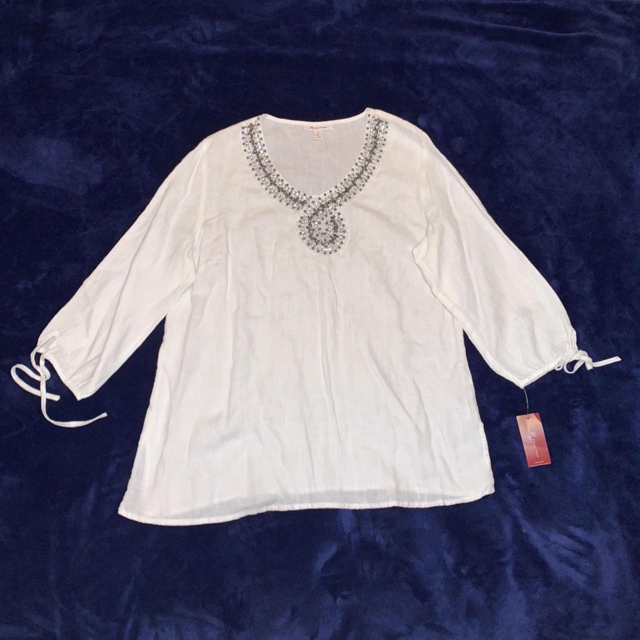 JM Collection Women's White Blouse | Depop