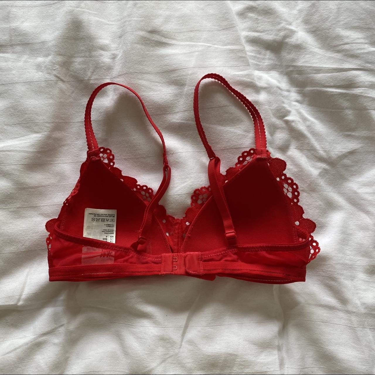 Sexy red lace lingerie bra Barley worn Has padding... - Depop