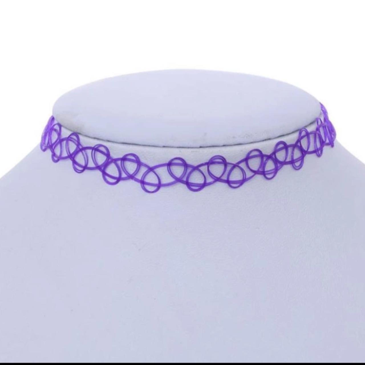 Purple Superior Stretch Gothic Tattoo Henna Choker... - Depop
