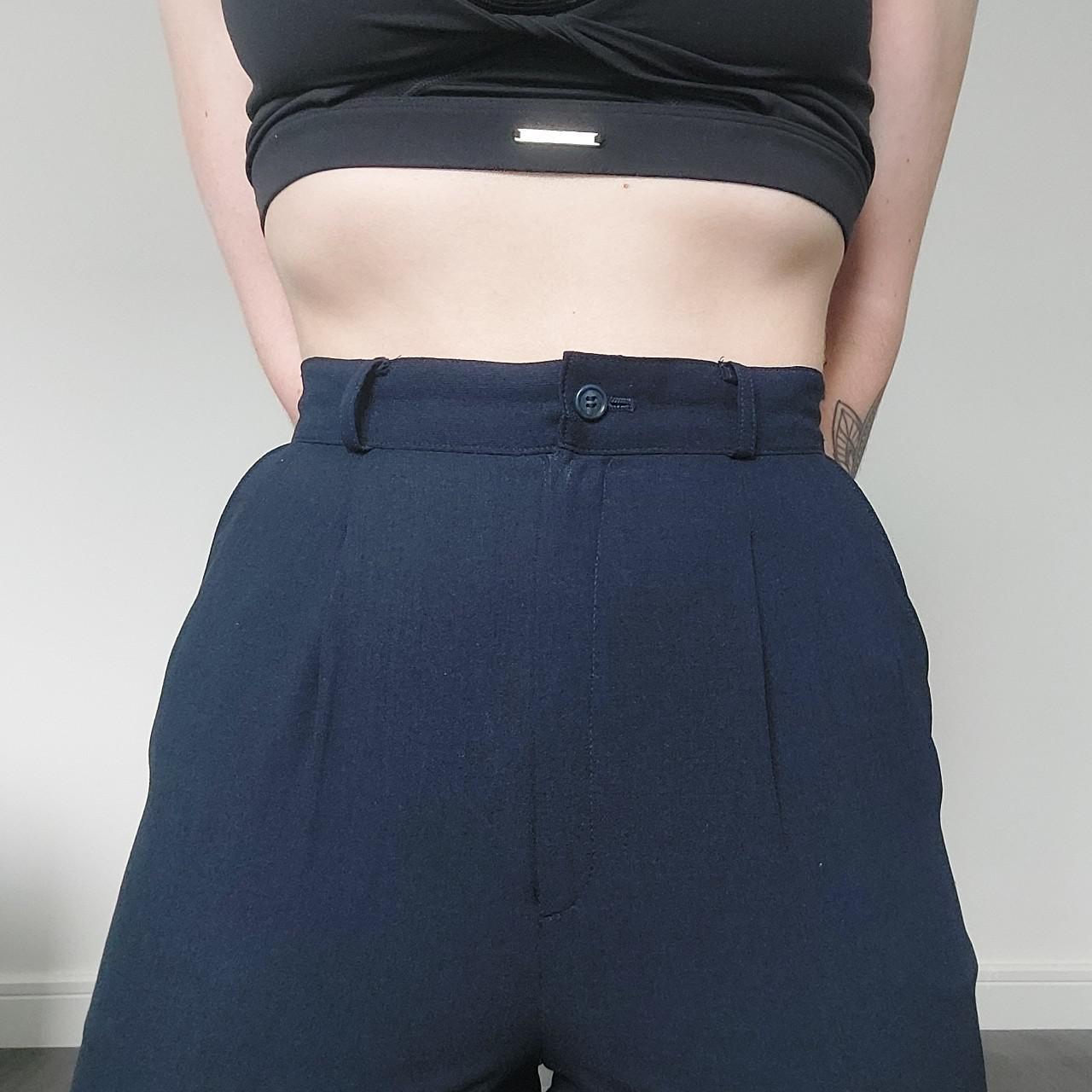 🤖 navy blue smart work trousers with belt loops,... - Depop