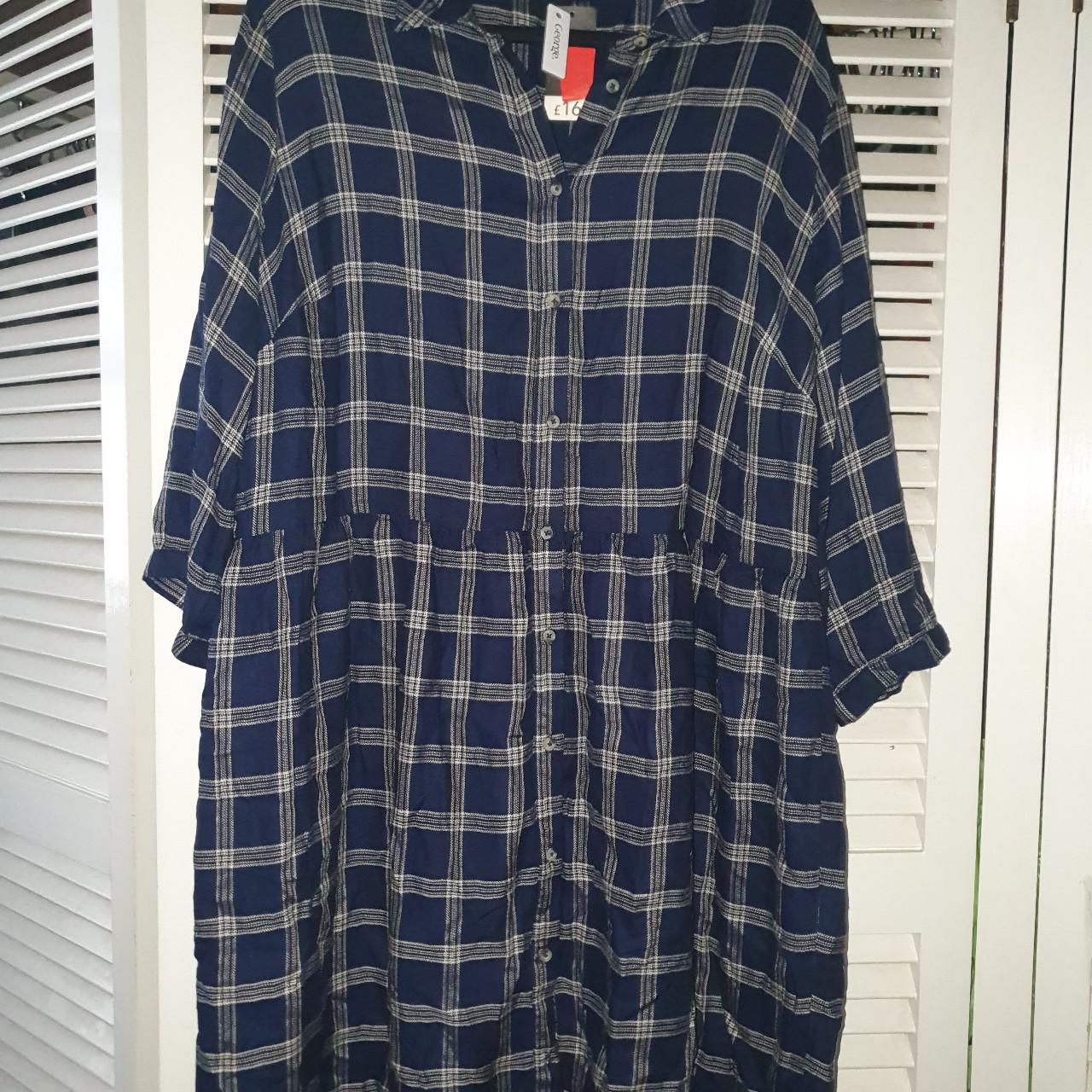 George checked smock shirt dress. Navy blue Blue... - Depop