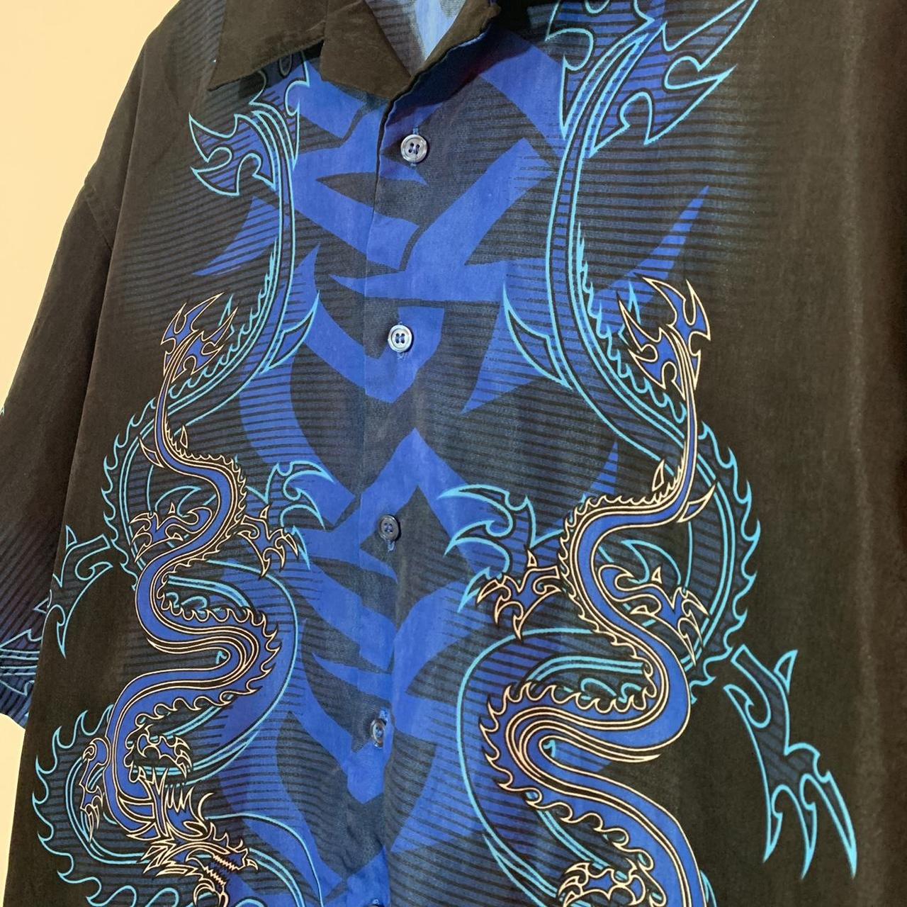 Y2K Dragon Shirt Black and blue Y2K style shirt... - Depop