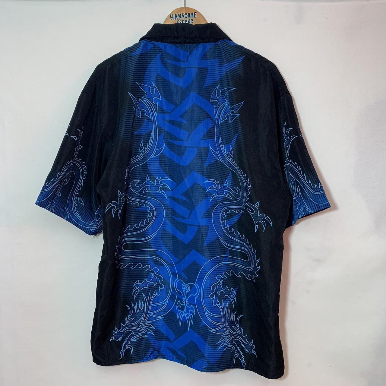 Y2K Dragon Shirt Black and blue Y2K style shirt... - Depop
