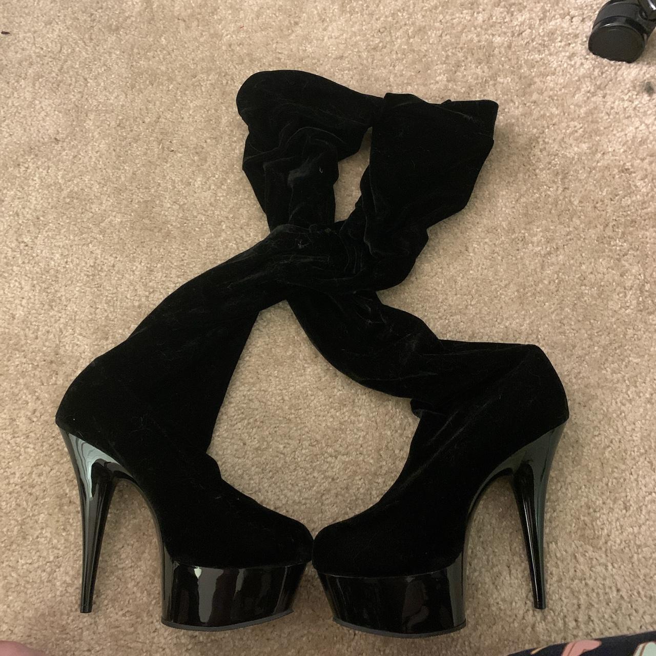 On hold please don’t buy Velvet thigh high pleaser... - Depop