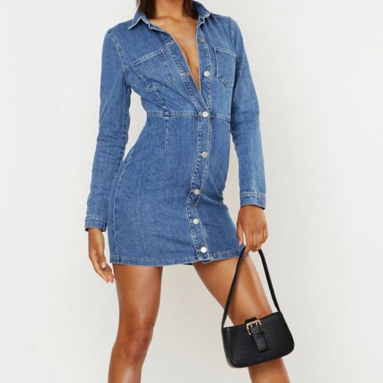 BOOHOO - button front pocket denim dress 💥 Worn... - Depop
