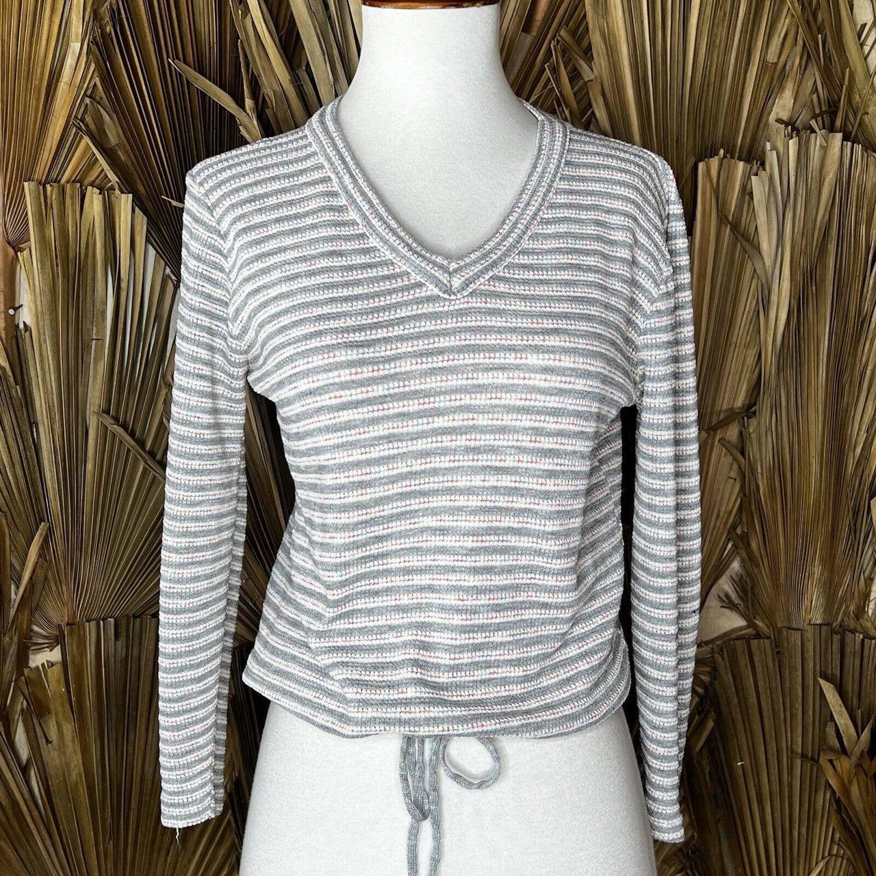Vintage Waffle Knit Thermal Top With Drawstring Depop