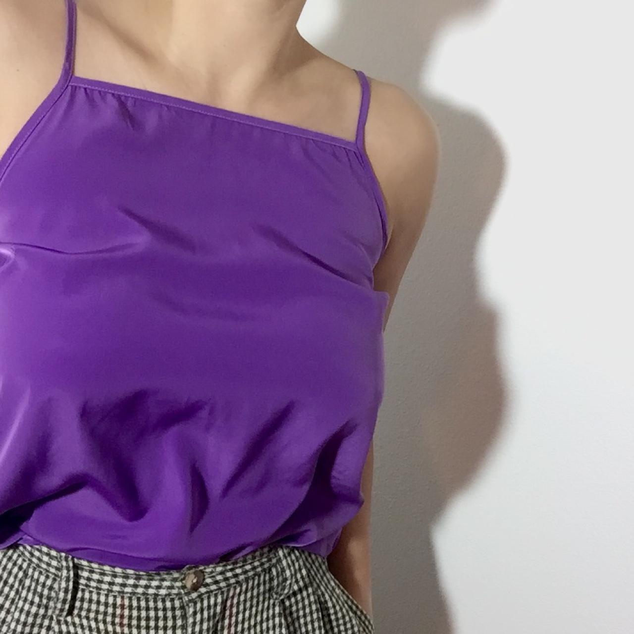 Deep lavender silk camisole. High neck. Best fits... - Depop