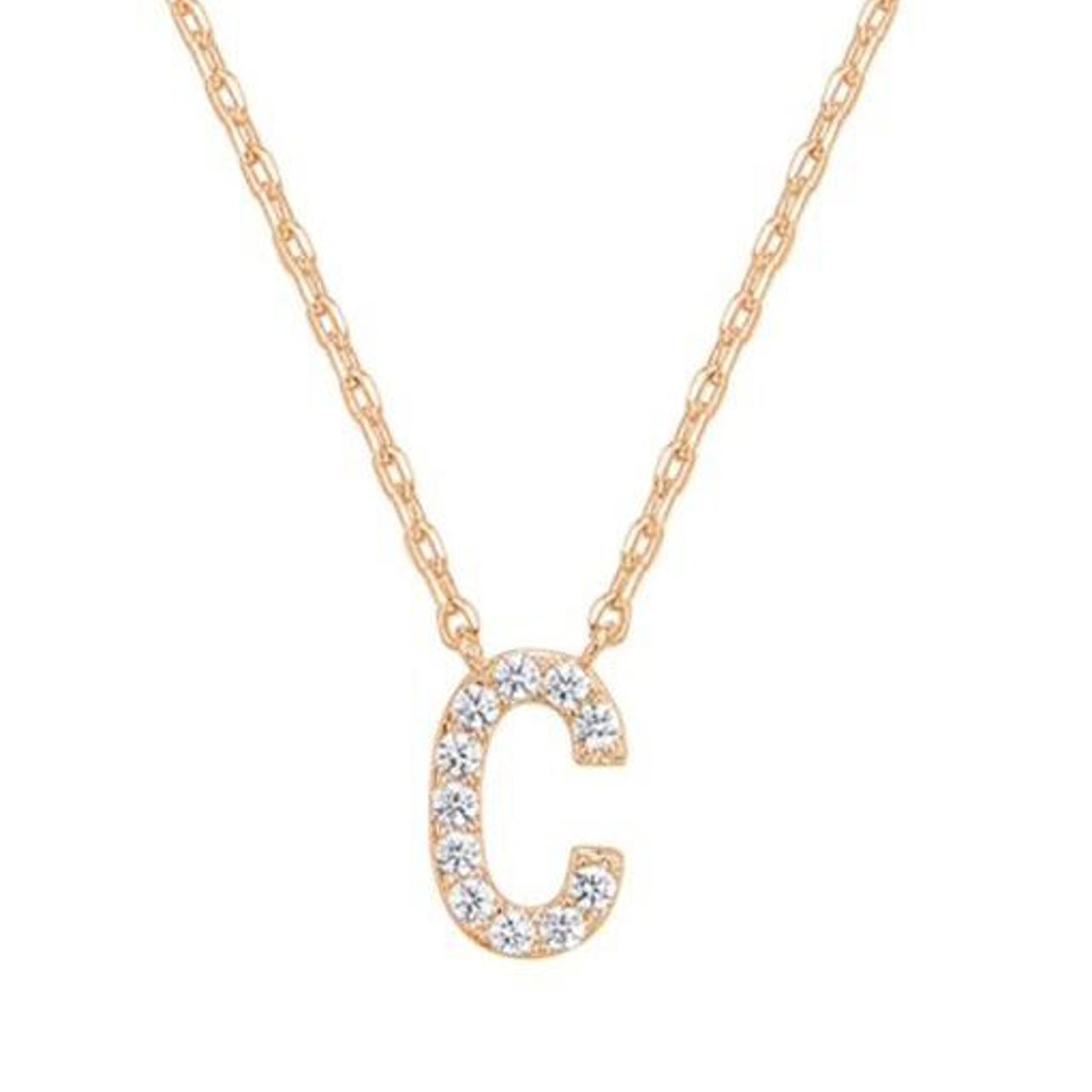 C Diamond Initial Letter Necklace Lets get... - Depop