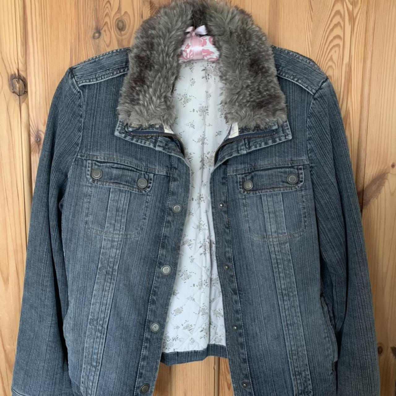 Principles denim jacket with faux fur trim. Like new... - Depop