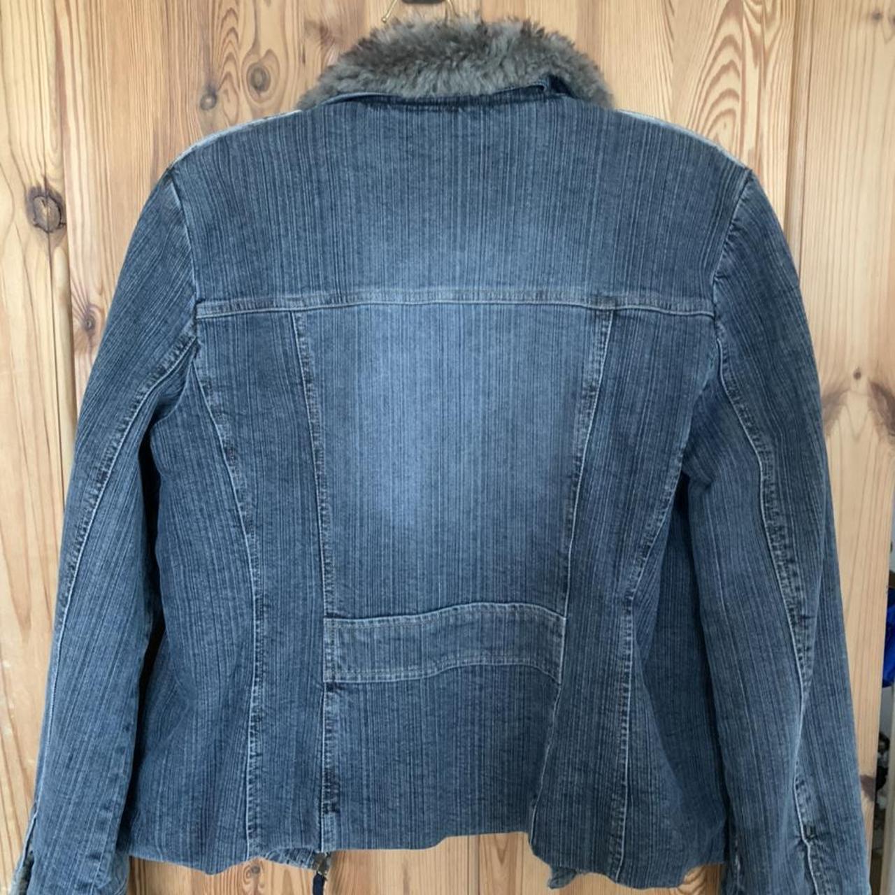 Principles denim jacket with faux fur trim. Like new... - Depop