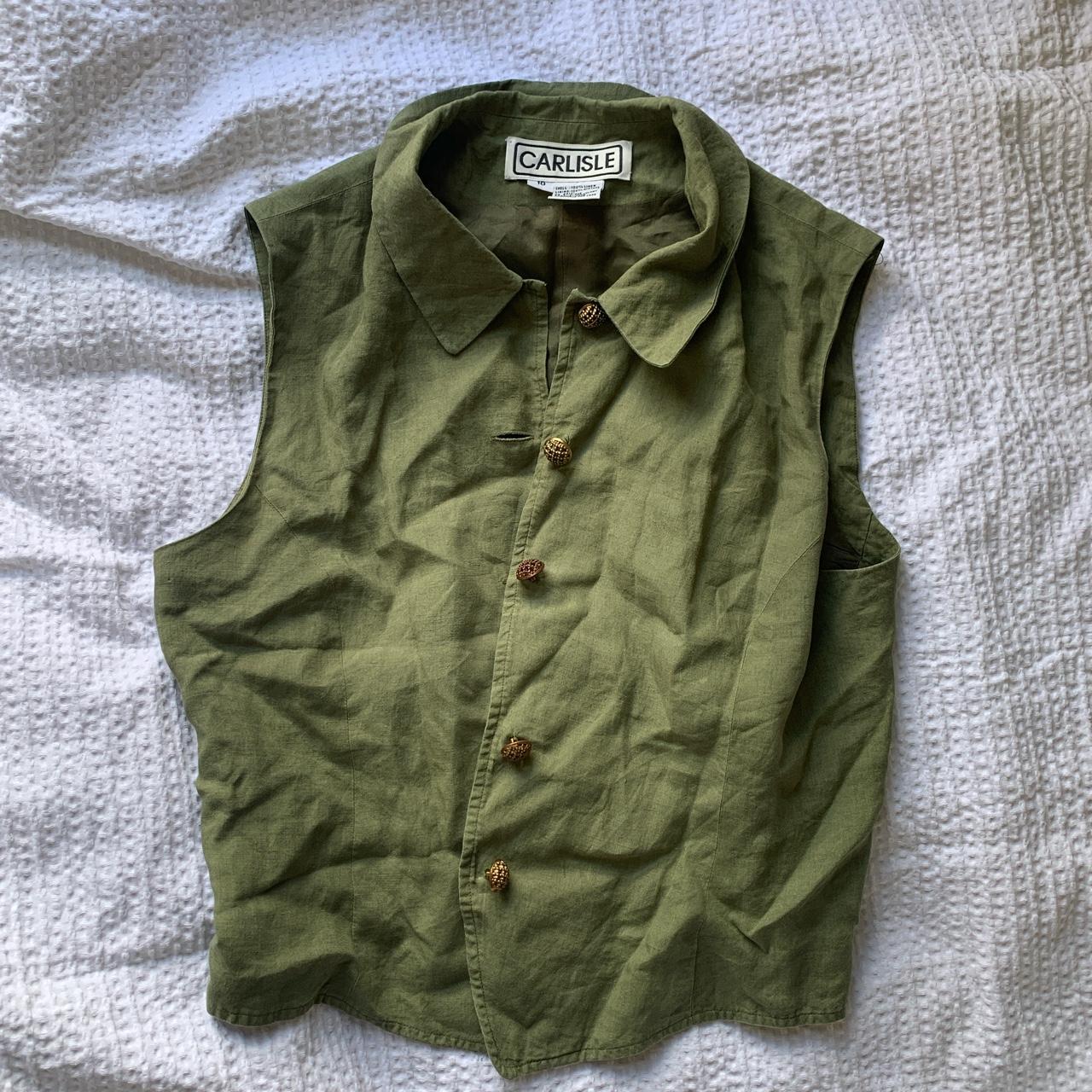 Gorgeous Military Style Button Up Collared Vest Top Depop