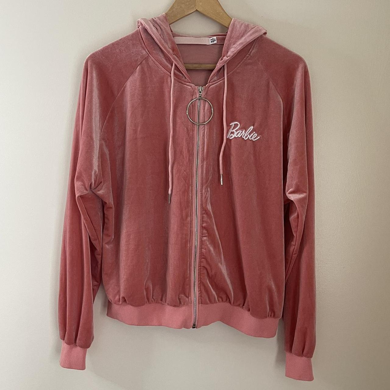 Barbie x Missguided Baby Pink Velour Tracksuit Zip... - Depop