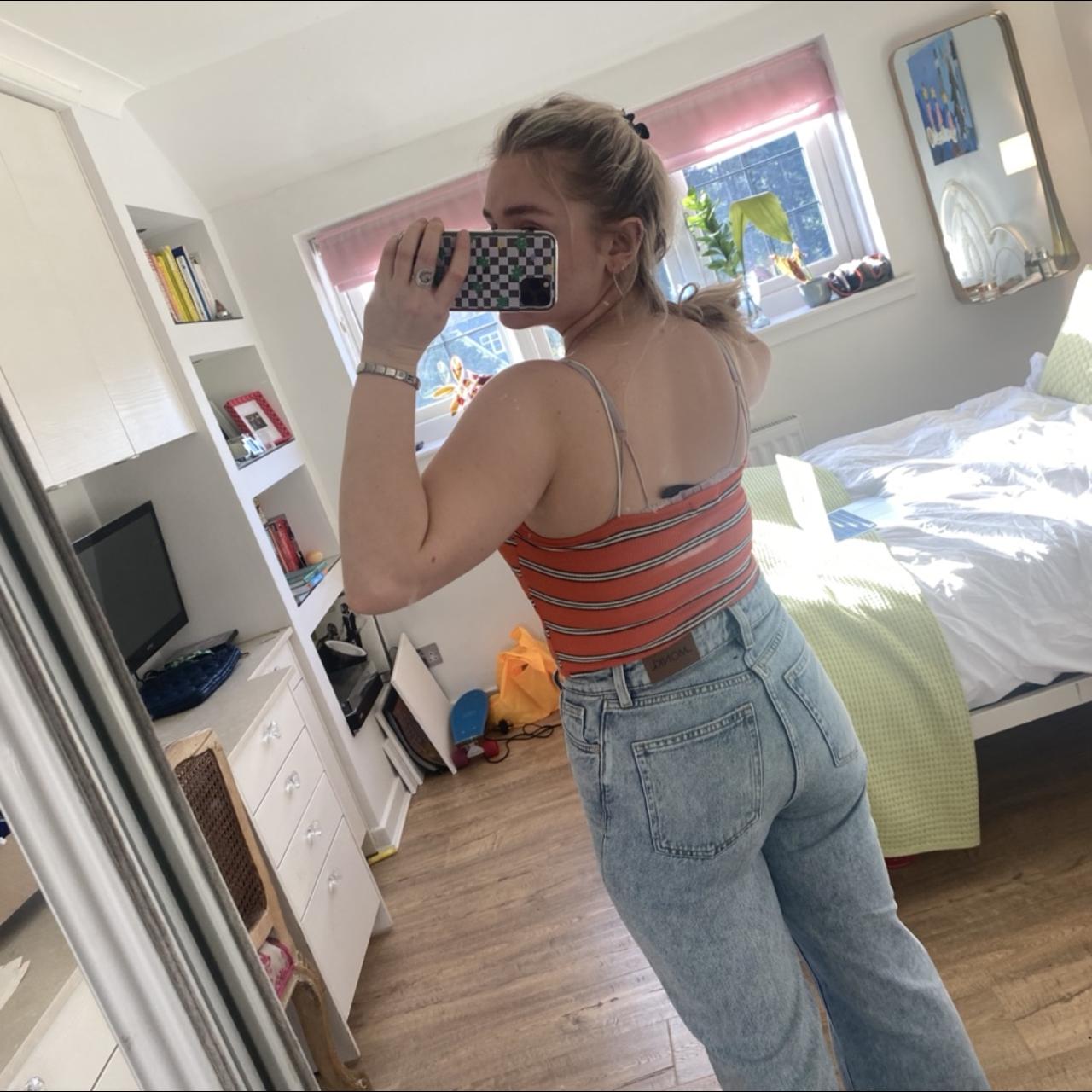 orange stripped cami top! size Xs shown on Uk6/8!... - Depop