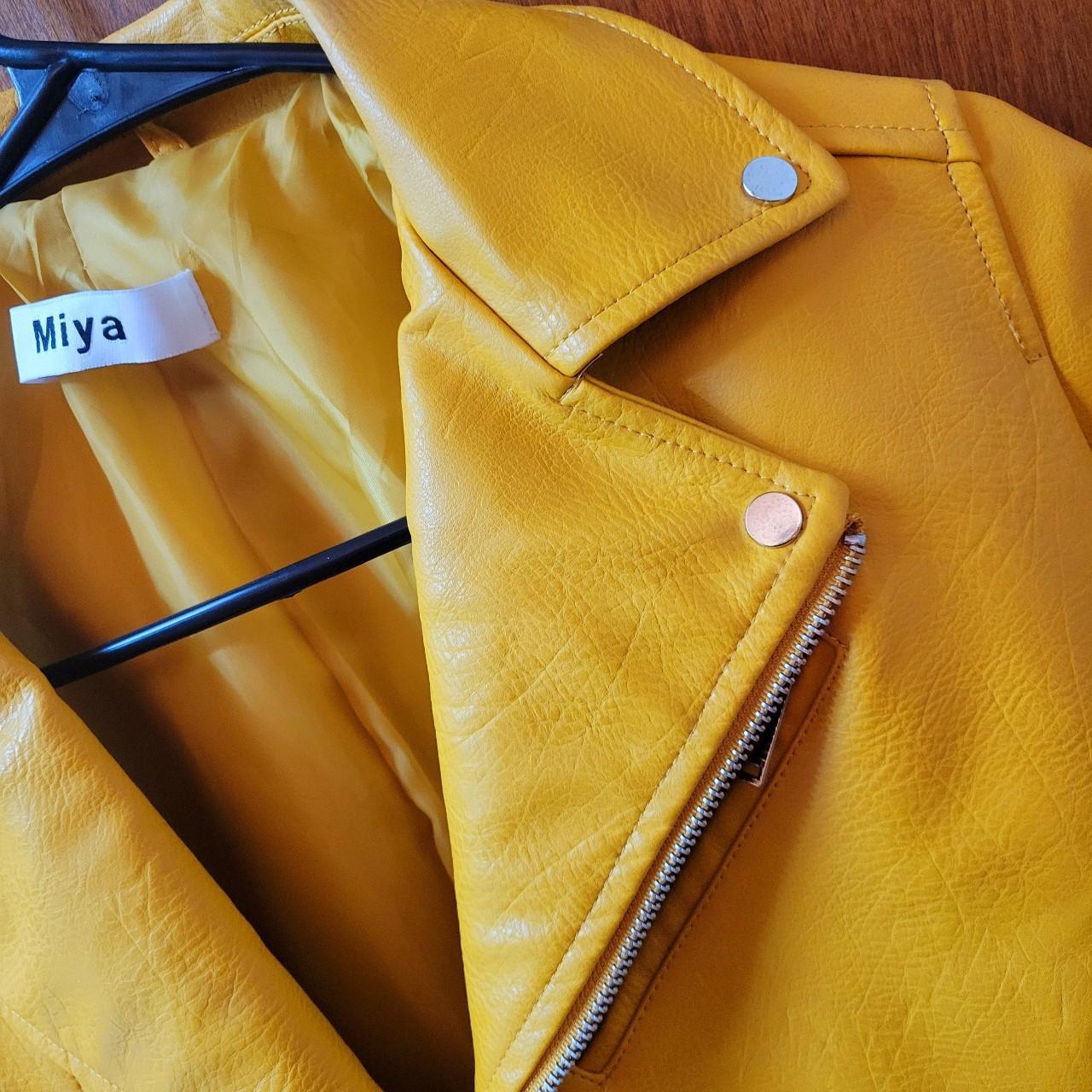 Miya ASOS punk biker yellow vegan leather / pleather... - Depop
