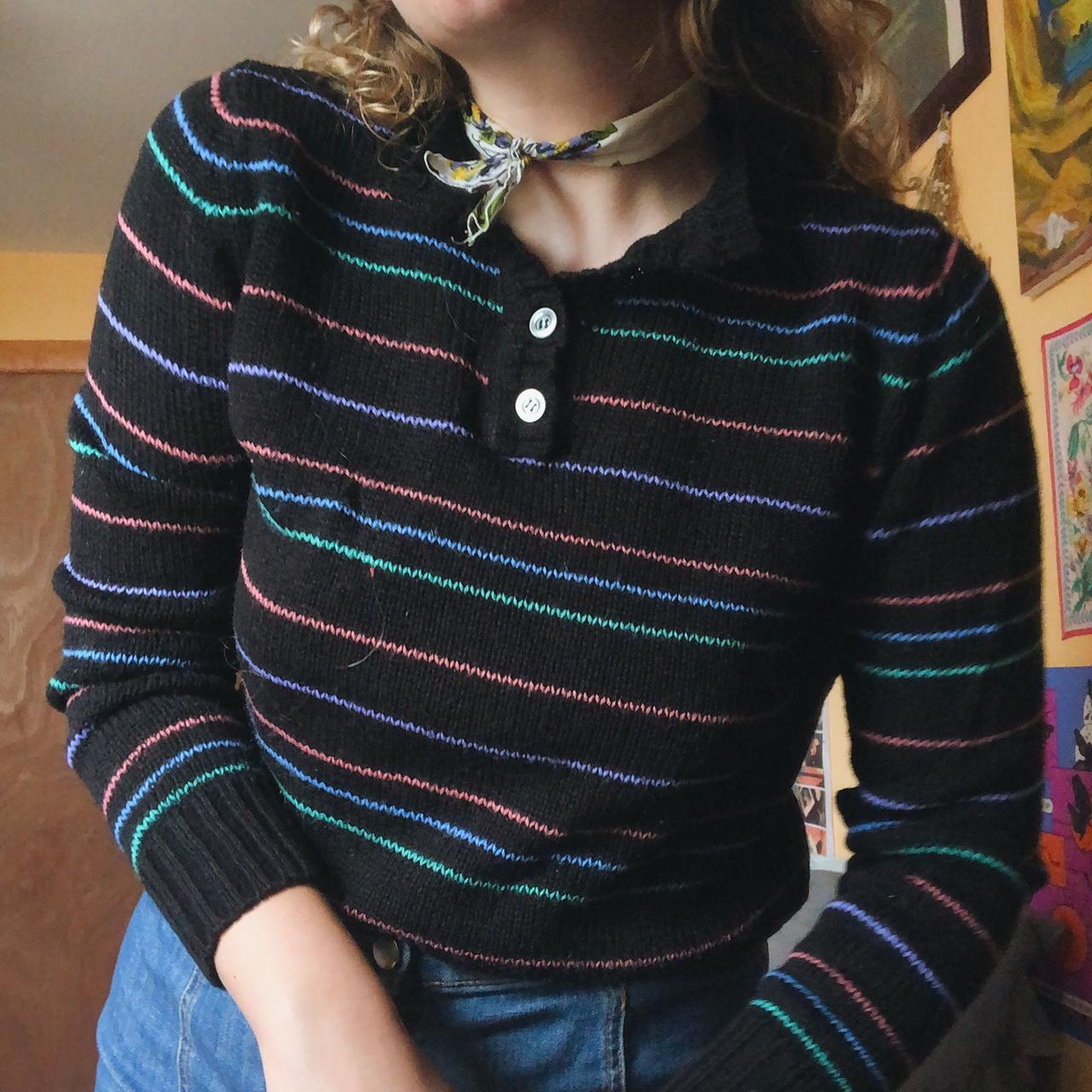 🌟 Pop of Color 🌟 Vintage striped sweater with a pop... - Depop