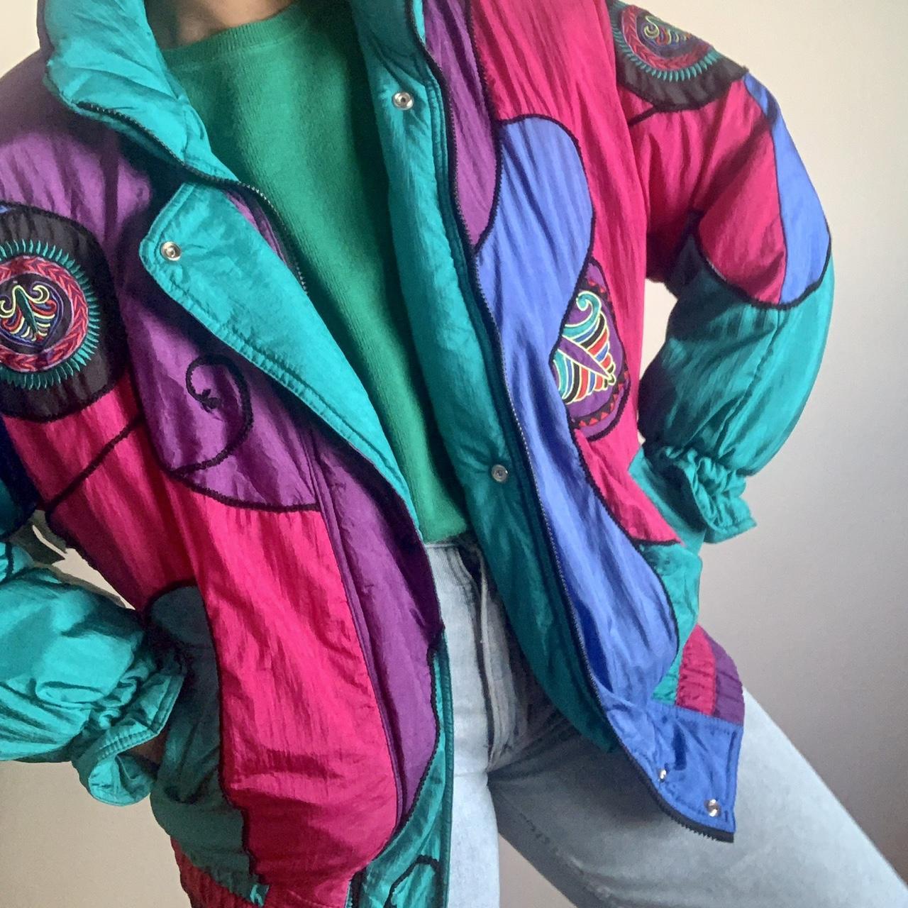 🦄 80’s Vintage Colorblock Puffer Jacket 🦄 Izzi... - Depop
