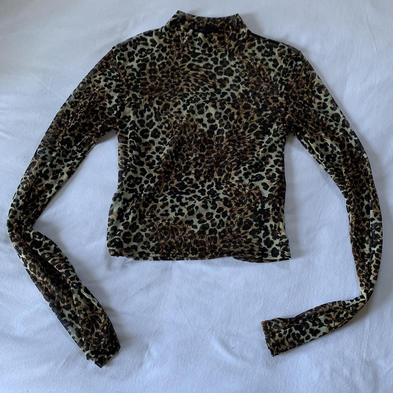 long sleeved leopard mesh top from urban outfitters.... - Depop