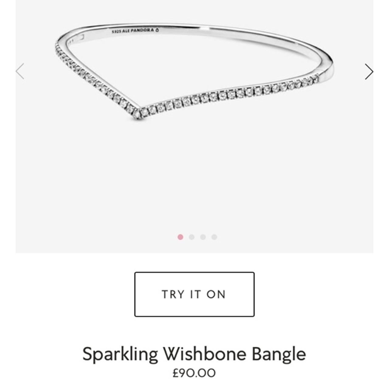 Pandora Sparkling Wishbone Bangle Bracelet •... - Depop