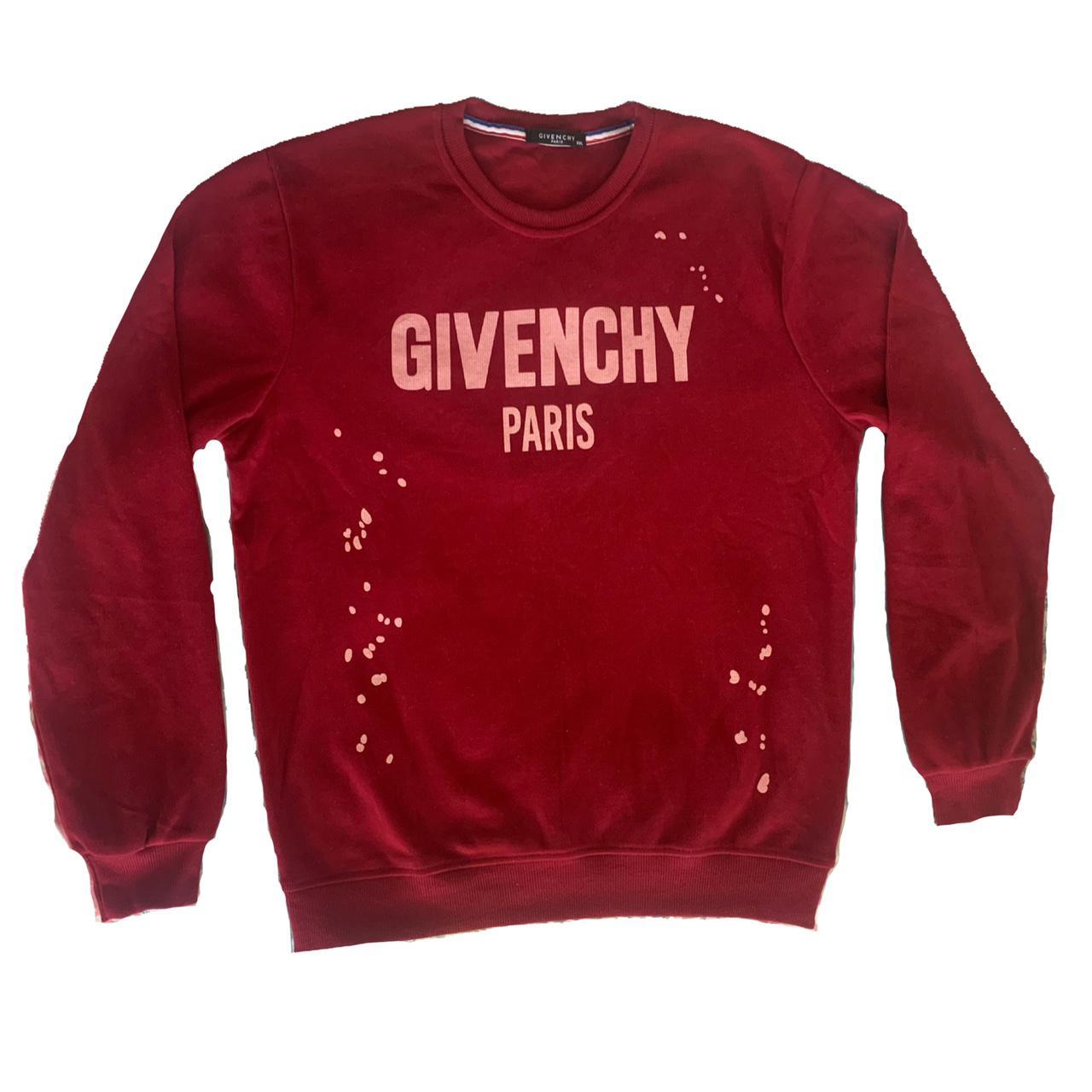 Givenchy Red and Pink Sweatshirt With Paint Splatter... | Depop