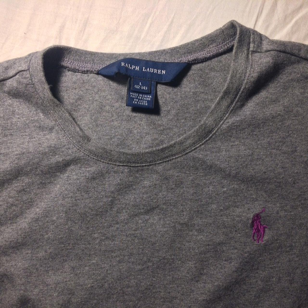 GENUINE grey Polo Ralph Lauren T shirt with pink... - Depop