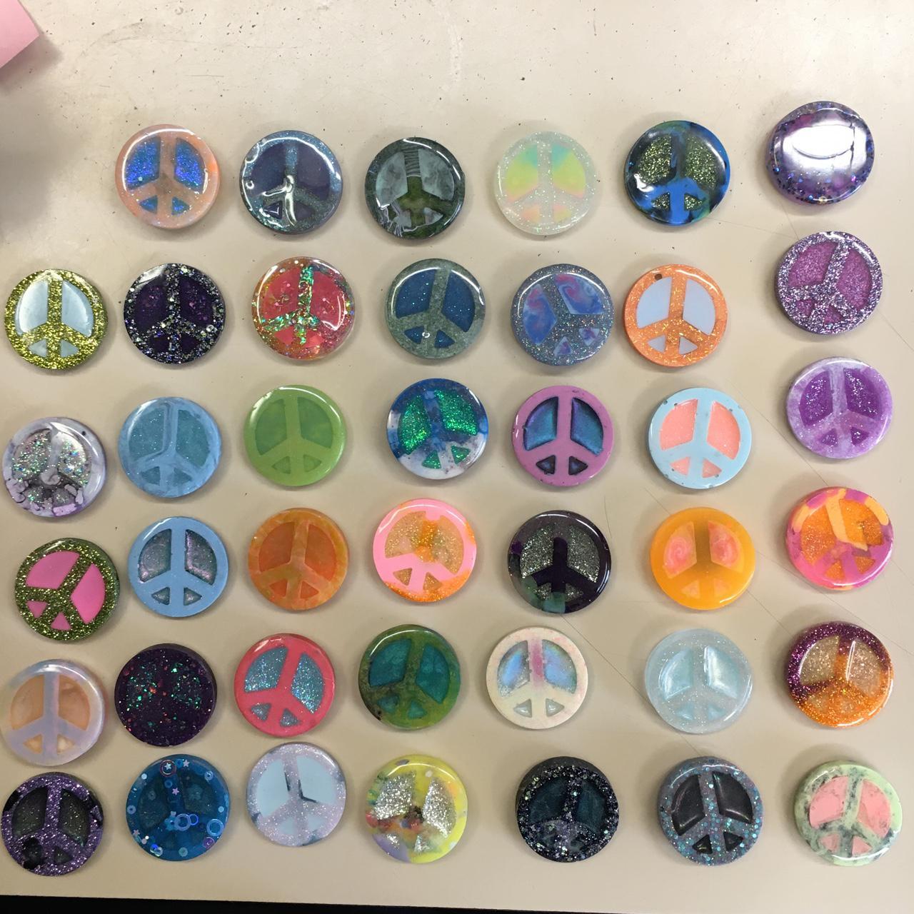 Peace sign magnets! Round resin magnets in all... - Depop
