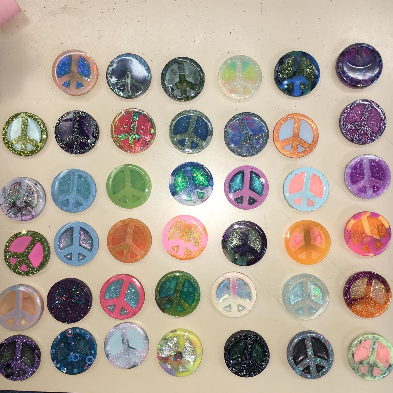 Peace sign magnets! Round resin magnets in all... - Depop