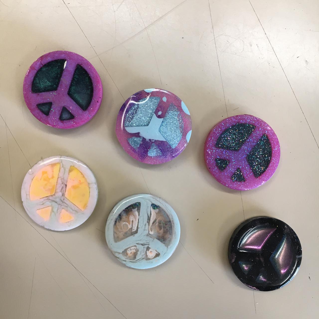 Peace sign magnets! Round resin magnets in all... - Depop